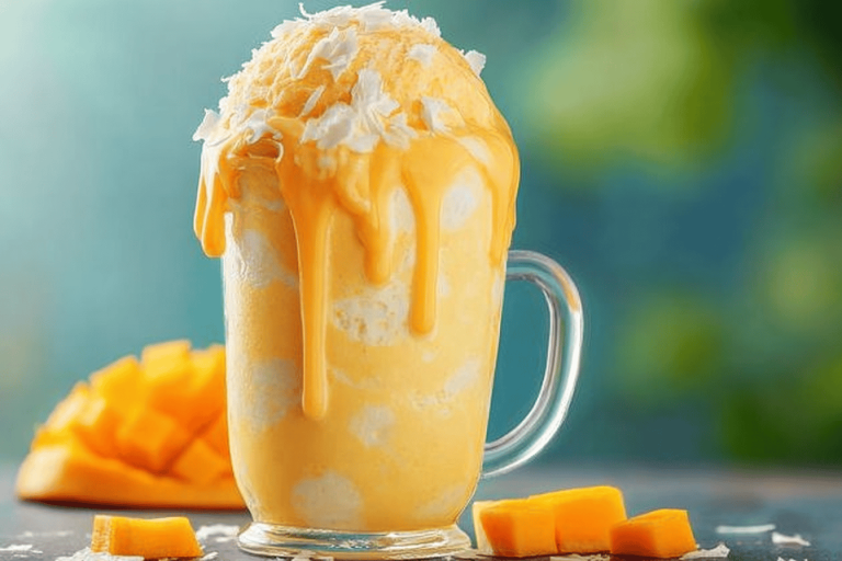 Summer Mango Coconut Float Milkshake - Recipes Mentor